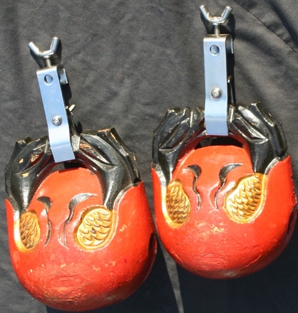 2 Vintage 1920-40s Chinese Temple blocks w/ mounts - DrumSellers.com