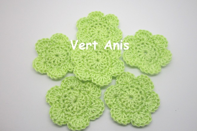 Lot de 2 Fleurs au crochet Vert Perruche - Creachic