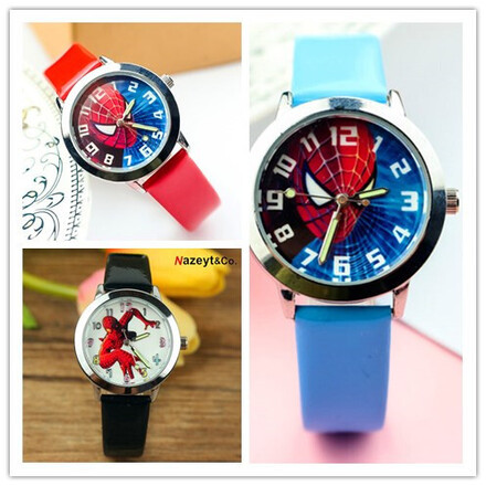 50pcs Spider-Man cartoon quartz watch luminous pointer belt watch ...