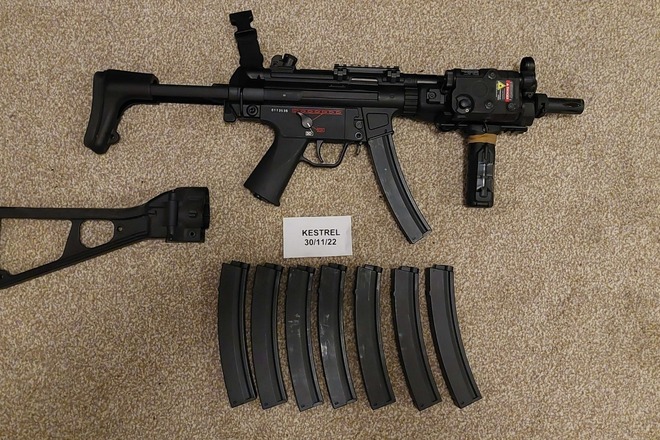 G&G MP5 with RIS Hardguard, PEQ15, handguard, and Extra Stock - Airsoft ...