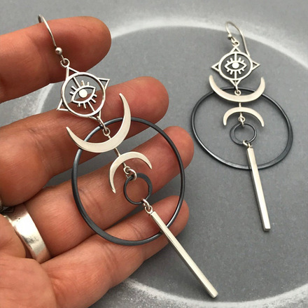 Vintage Crescent Moon Demon Eye Large Hoop Earrings - 120 pcs ...