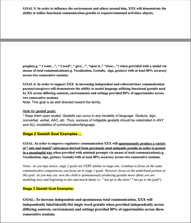Gestalt Language Processing Goal Examples at each Stage and Ratio - SLP2SLP