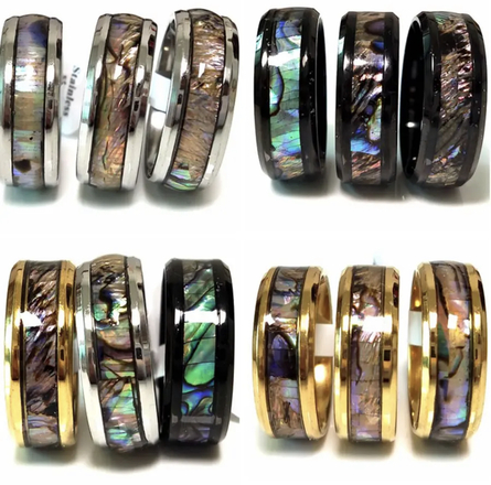 40pcs Luxury Gold Plated Shell Inlay Rings - Simplelots Bulk Wholesale ...