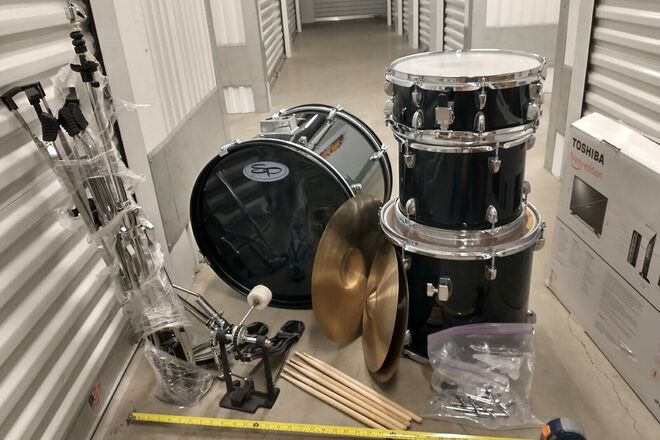 Sound Percussion Black 4-piece Drum Set Hi-Hat And Crash Symbols ...