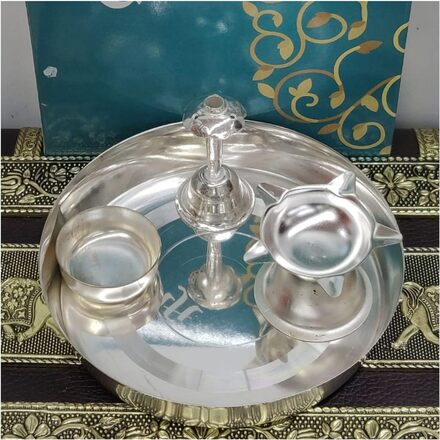 white metal Pooja dish Set Return Gifts Diwali -300Pcs - Simplelots ...